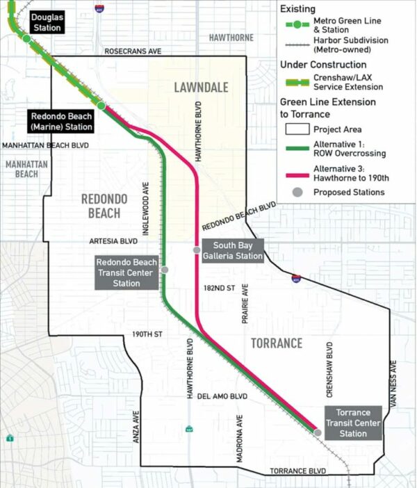 Metro board chooses Hawthorne Blvd. for South Bay light rail extension ...
